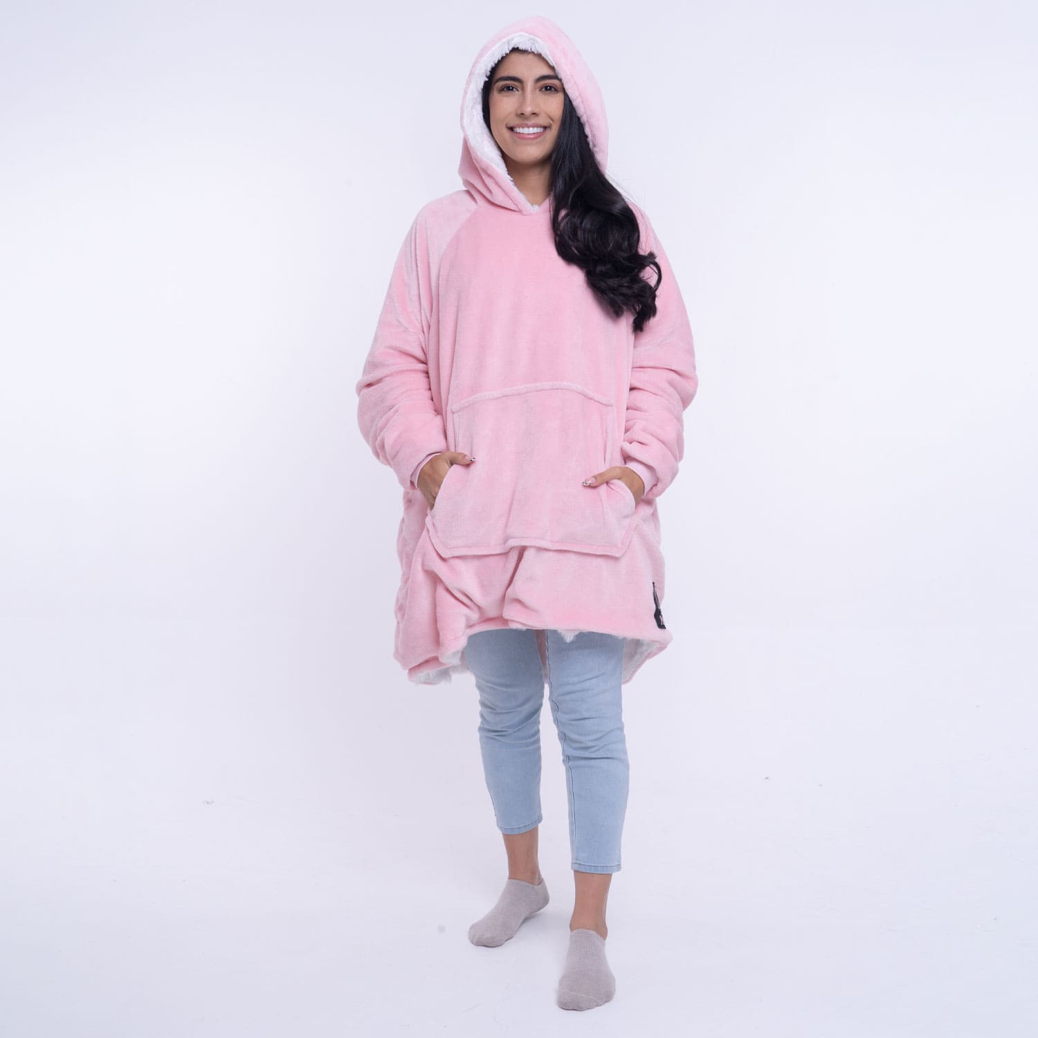 Saco peludo y suave Yeti rosa con blanco - Yeti Colombia 2021