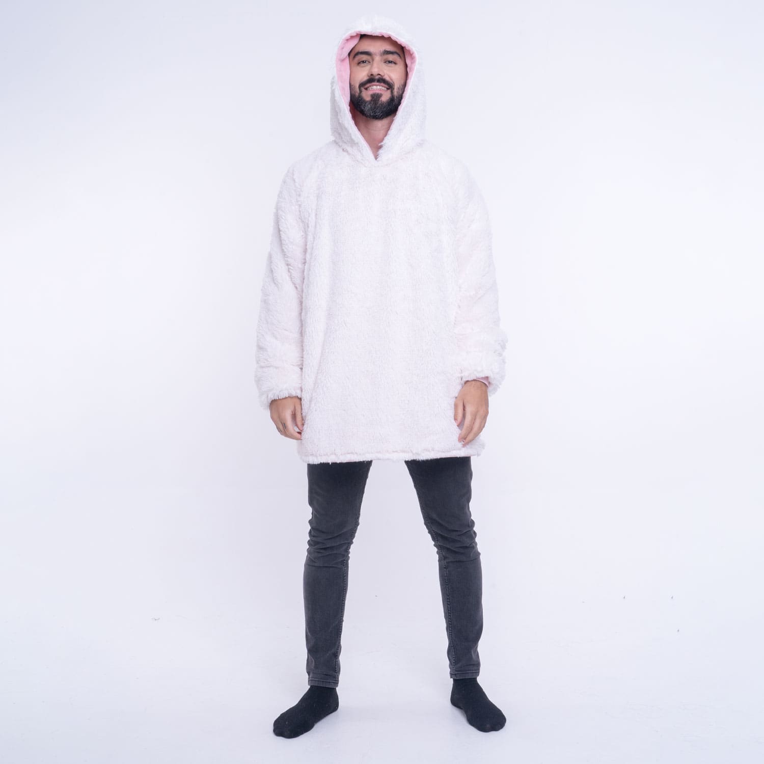 Saco peludo y suave Yeti rosa con blanco - Yeti Colombia 2021