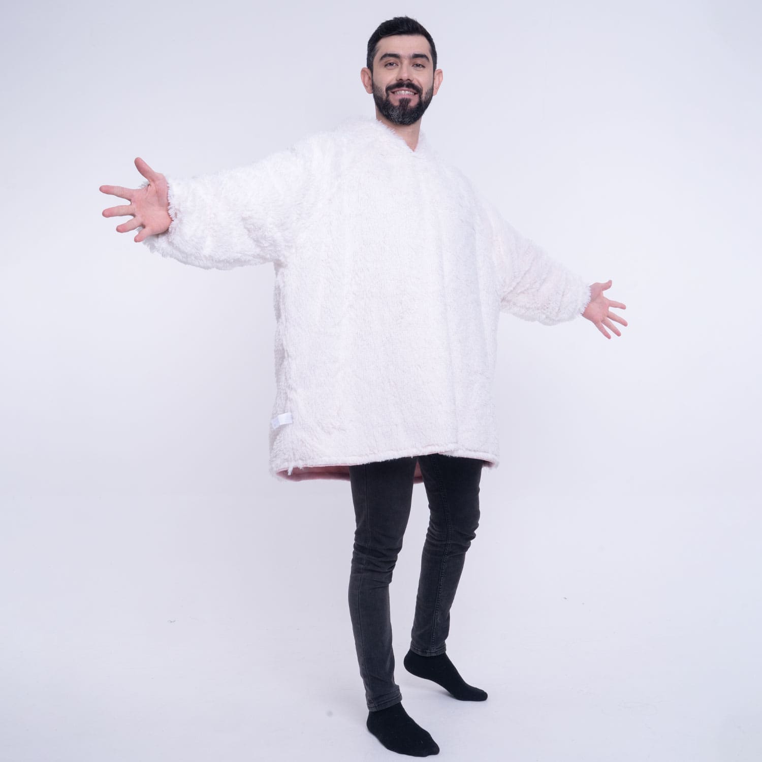 Saco peludo y suave Yeti rosa con blanco - Yeti Colombia 2021