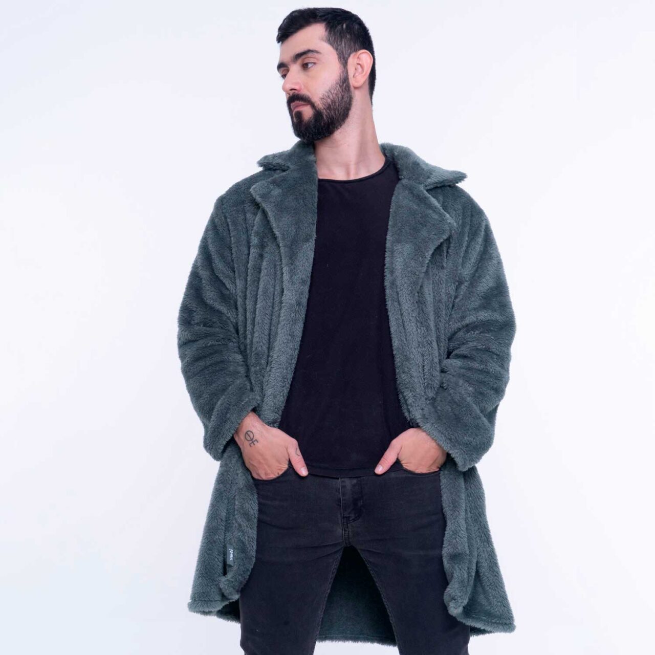 Gabán hombre largo - Gabán largo gris oscuro Atacama hombre - Yeti Colombia