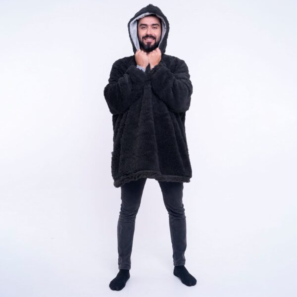 Ropa oversize. Saco cómodo y suave Yeti gris claro con negro - Yeti