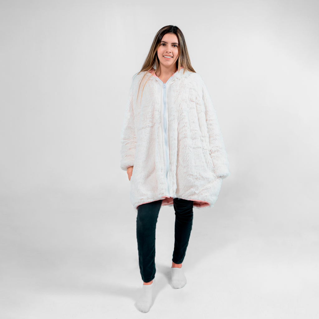 Saco oversize con cierre Saco gigante ZIP rosa con blanco - Yeti ...