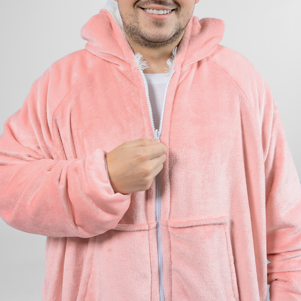 Saco oversize con cierre Saco gigante ZIP rosa con blanco - Yeti ...