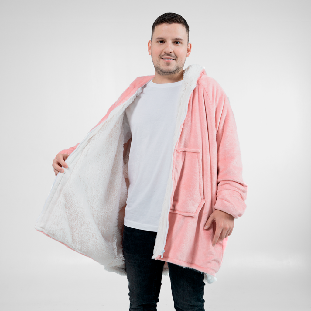 Saco oversize con cierre Saco gigante ZIP rosa con blanco - Yeti ...